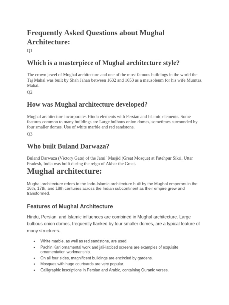 Mughal Architecture | PDF