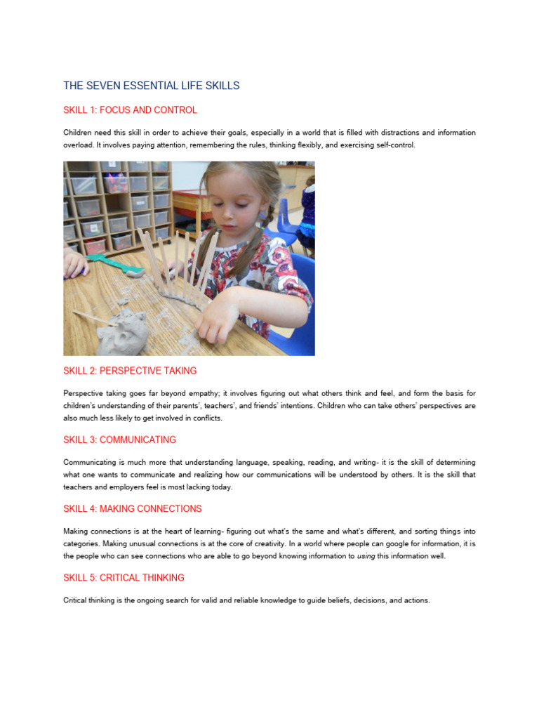 Seven Essential Life Skills for Kids | PDF | Career & Growth