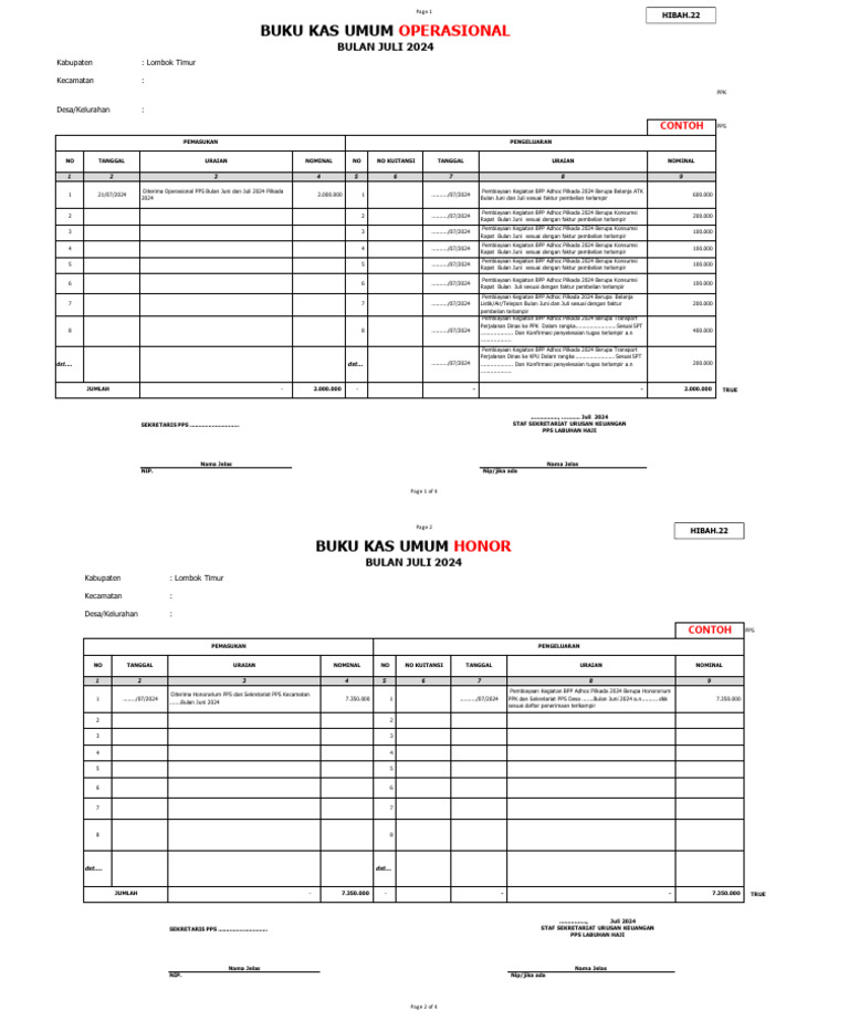 CONTOH PENGISIAN BKU (1) | PDF