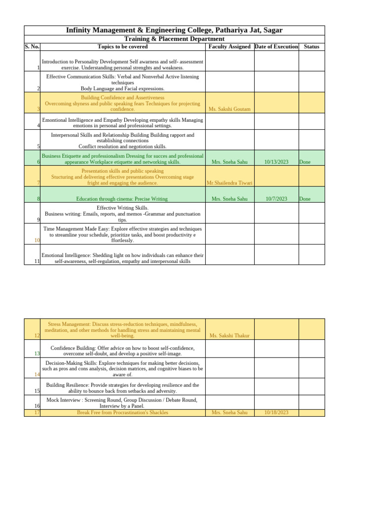 Session Schedule | PDF