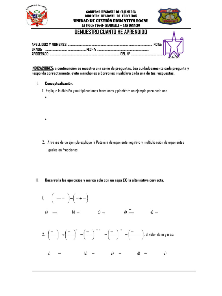4° EVALUACIÓN TRIMESTRAL DE MATEMÁTICA | PDF