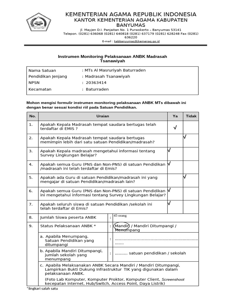 Instrumen-Monitoring-ANBK - 2024 | PDF