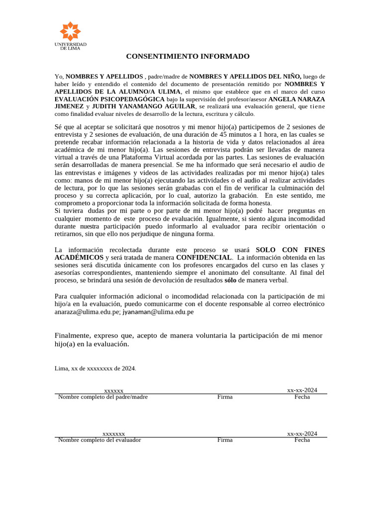 Consentimiento Informado 2024-2 | PDF