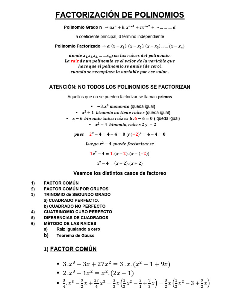 Factorización de Polinomios | PDF
