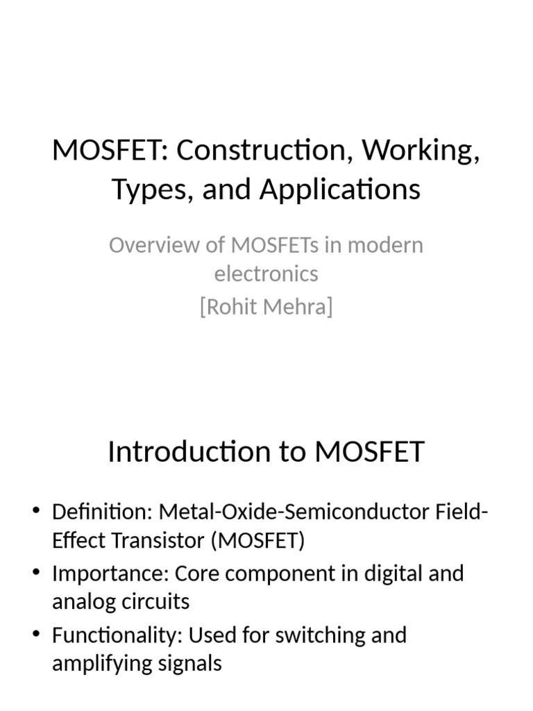 MOSFET Presentation | PDF