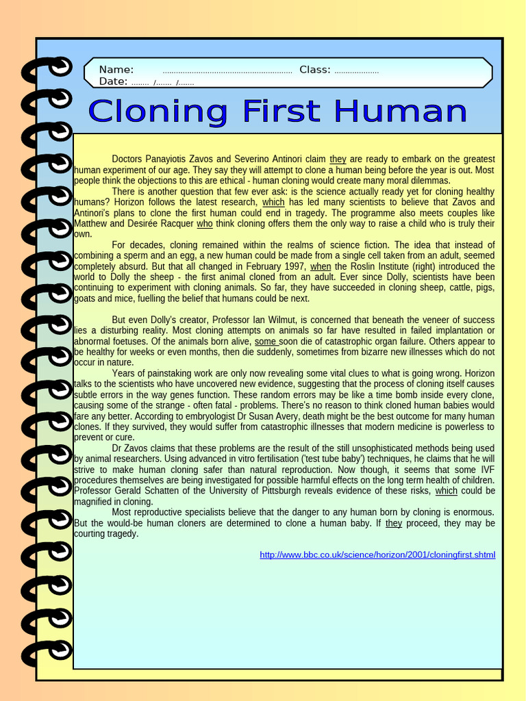 Reading Test Cloning | PDF | Cloning | Science & Mathematics