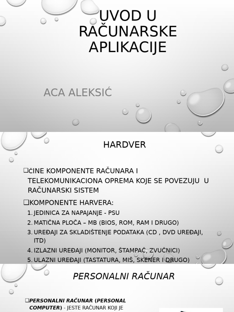 Uvod U Računarske Aplikacije - Prvo Predavanje | PDF