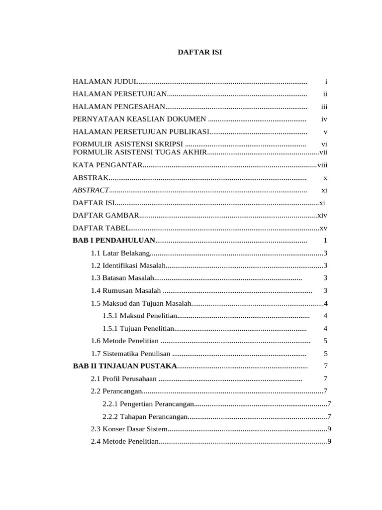 Daftar Isi-Tabel-Gambar | PDF