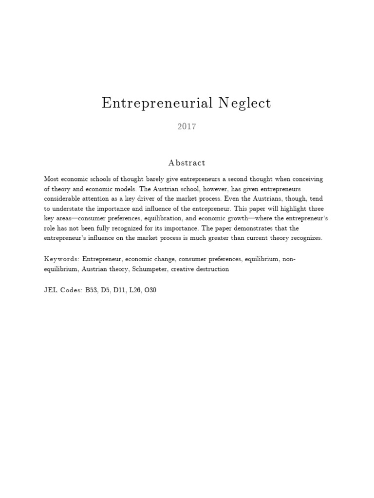 Entrepreneurial Neglect | PDF
