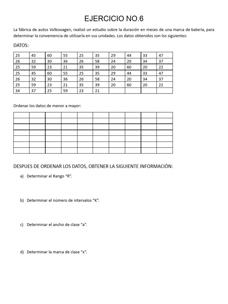 EJERCICIO NO 6 - Probabilidad y Estadistica | PDF