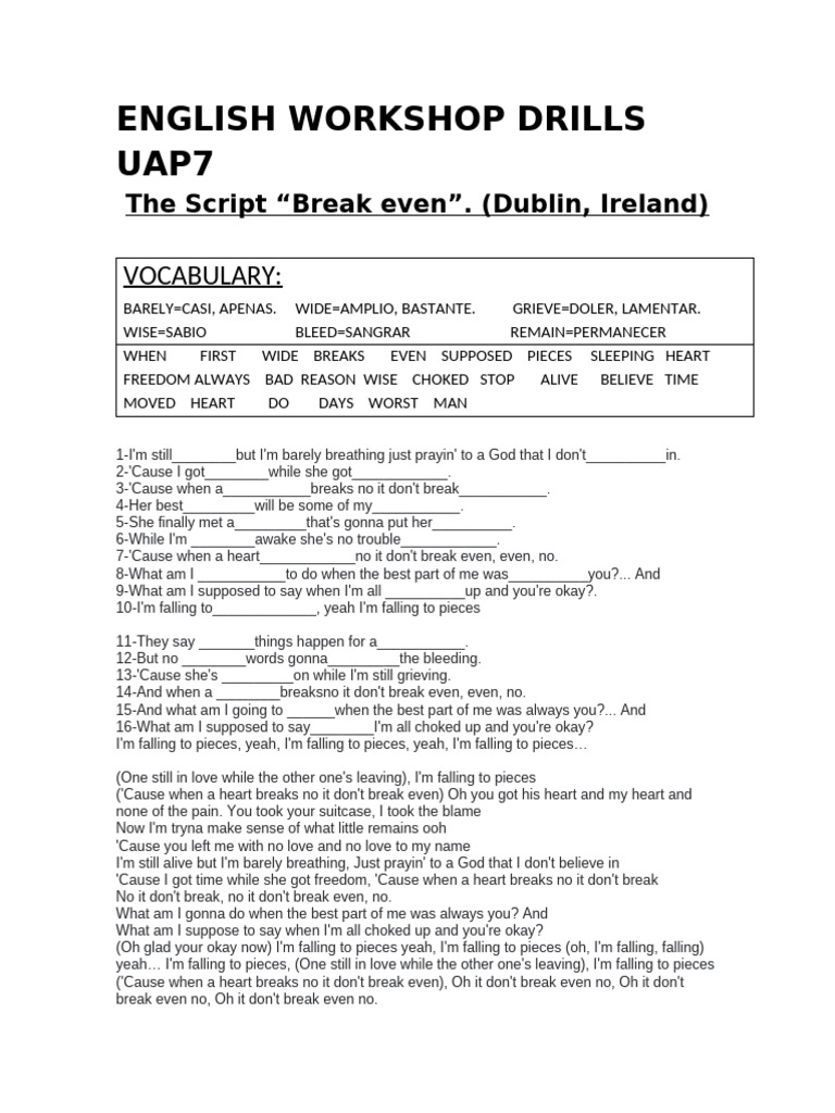 BREAK EVEN THE SCRIPT | PDF