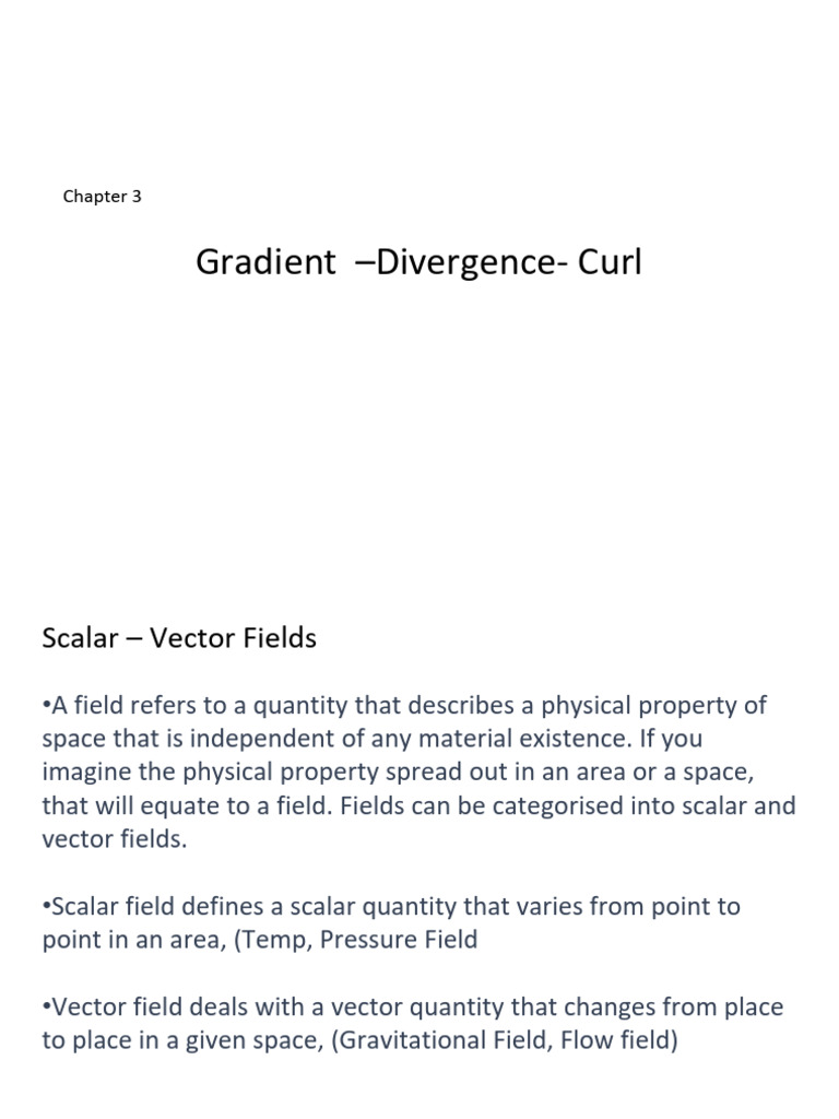 Lecture 3 - Gradient, Divergence, Curl - Ch3 PDF | PDF