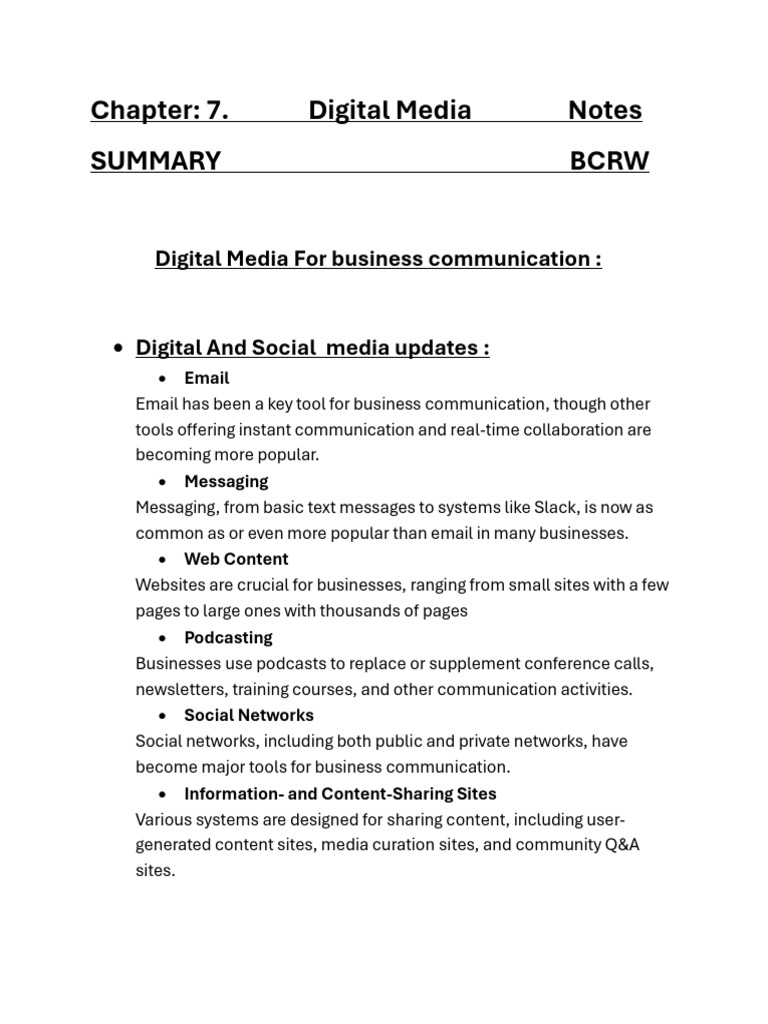 BCRW Chapter 7 Summary Notes | PDF | Email Spam | Social Media
