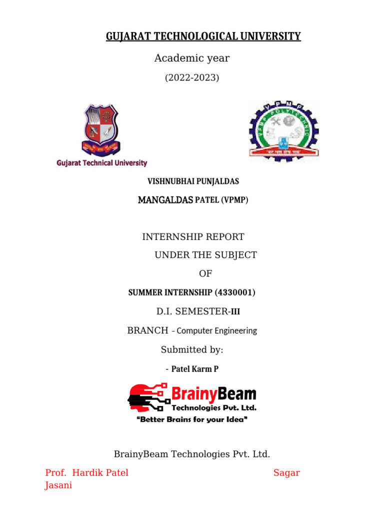 Final Internship Report_216540307118 | PDF