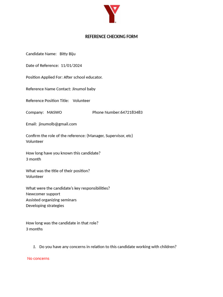 Reference Checking Questions BLANK | PDF