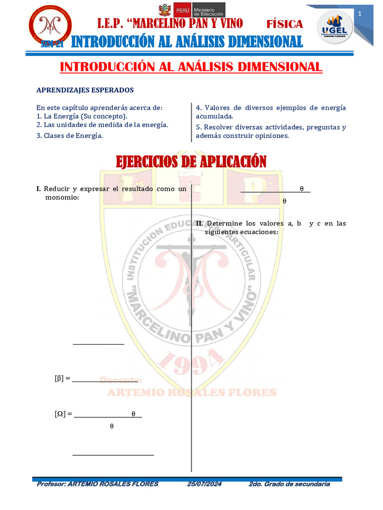 SEM-21 INTRODUCCION AL ANALISIS DIMENSIONAL-2DO | PDF