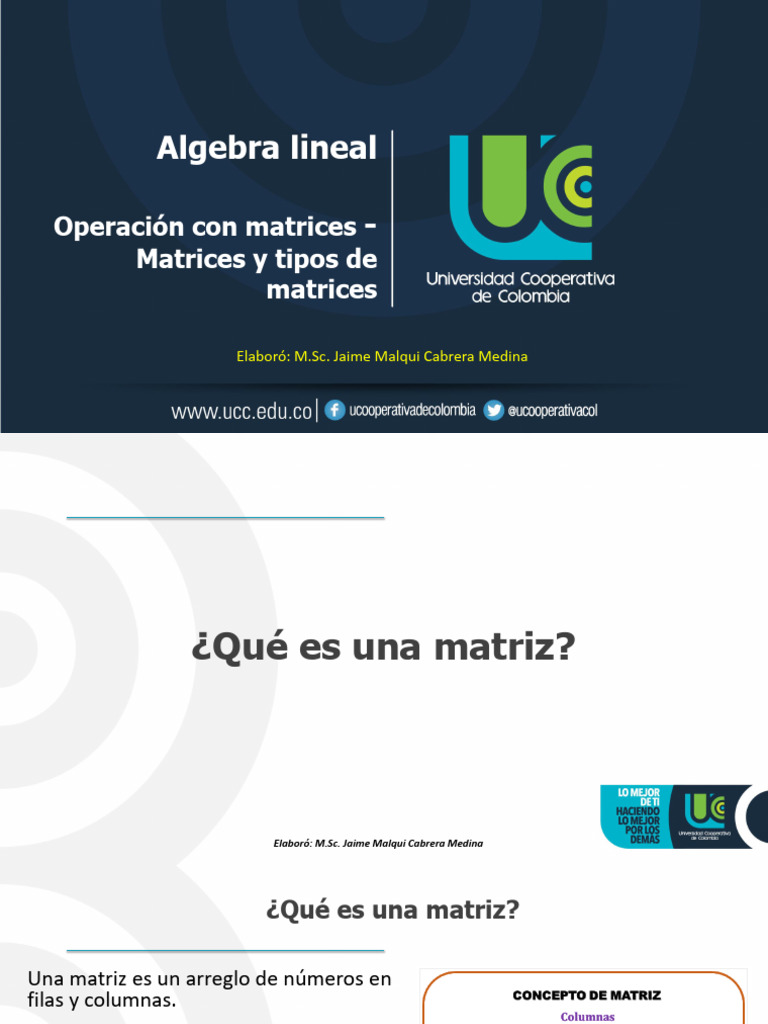 Clase 4. Matriz - Operaciones y Tipos | PDF