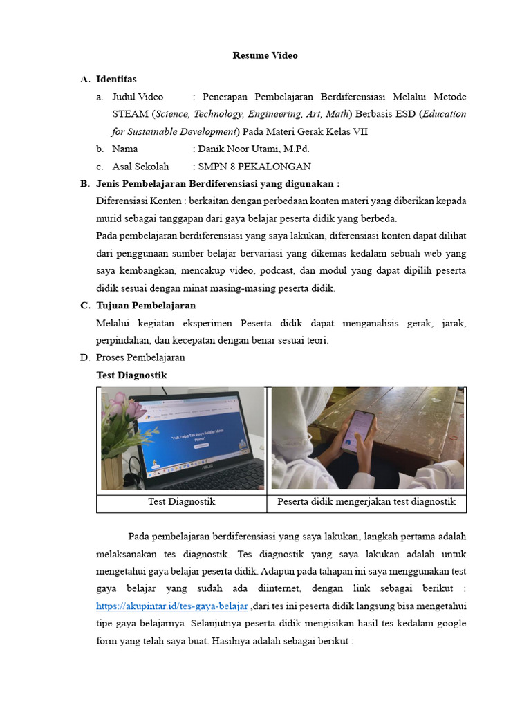 Resume Video Danik Noor Utami | PDF