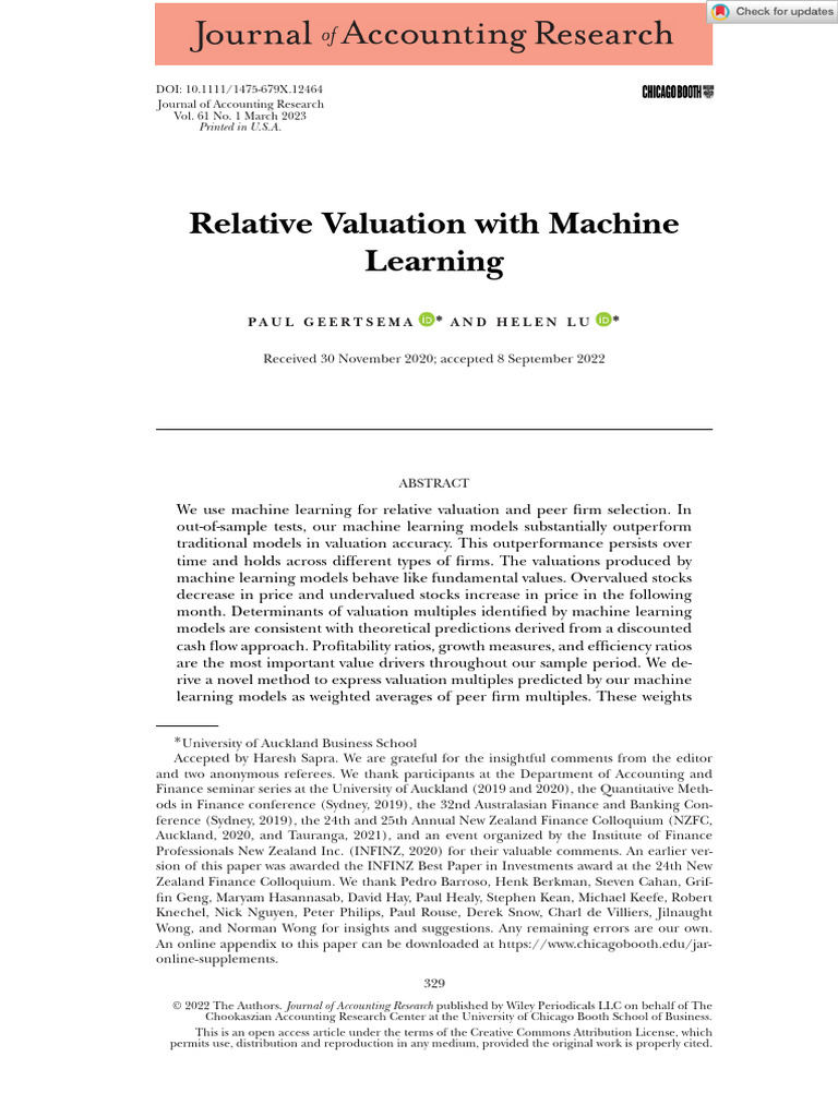 Relative Valuation With Machine Learning 2022 | PDF