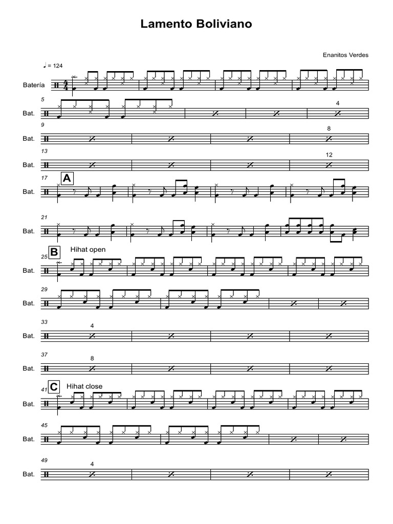 Lamento Boliviano - Drum Set | PDF