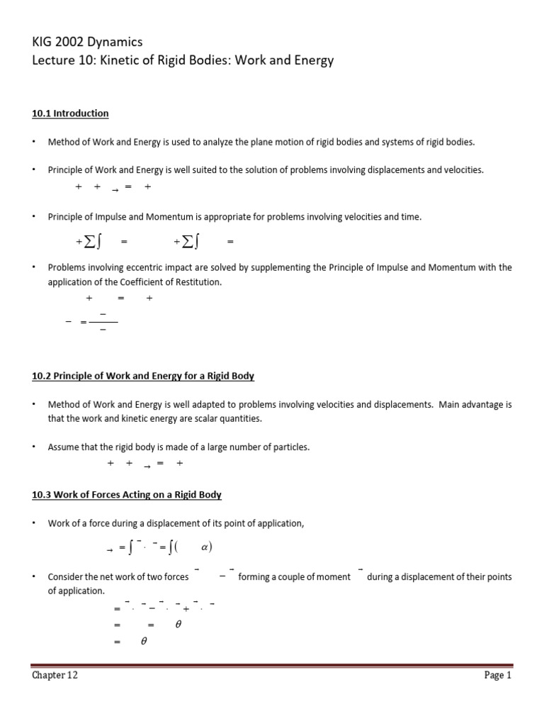 Lecture 10 RB Work-Energy | PDF