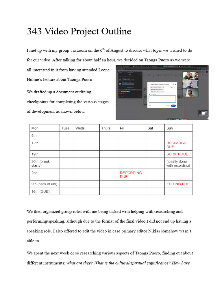Video Project Outline | PDF