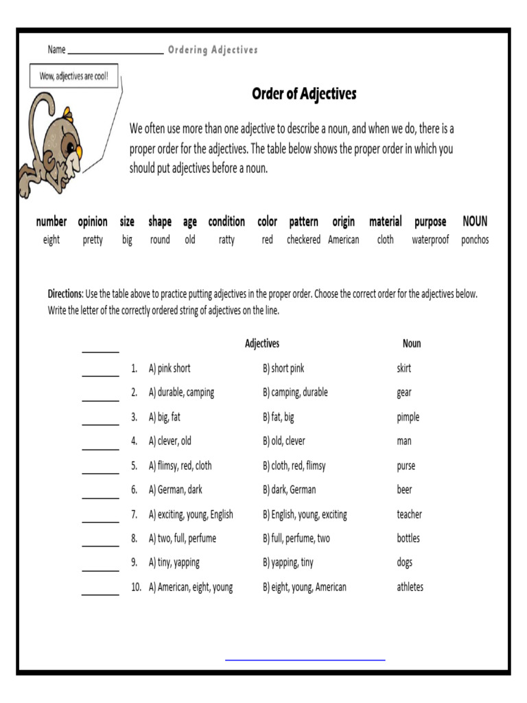Order of Adjectives | PDF