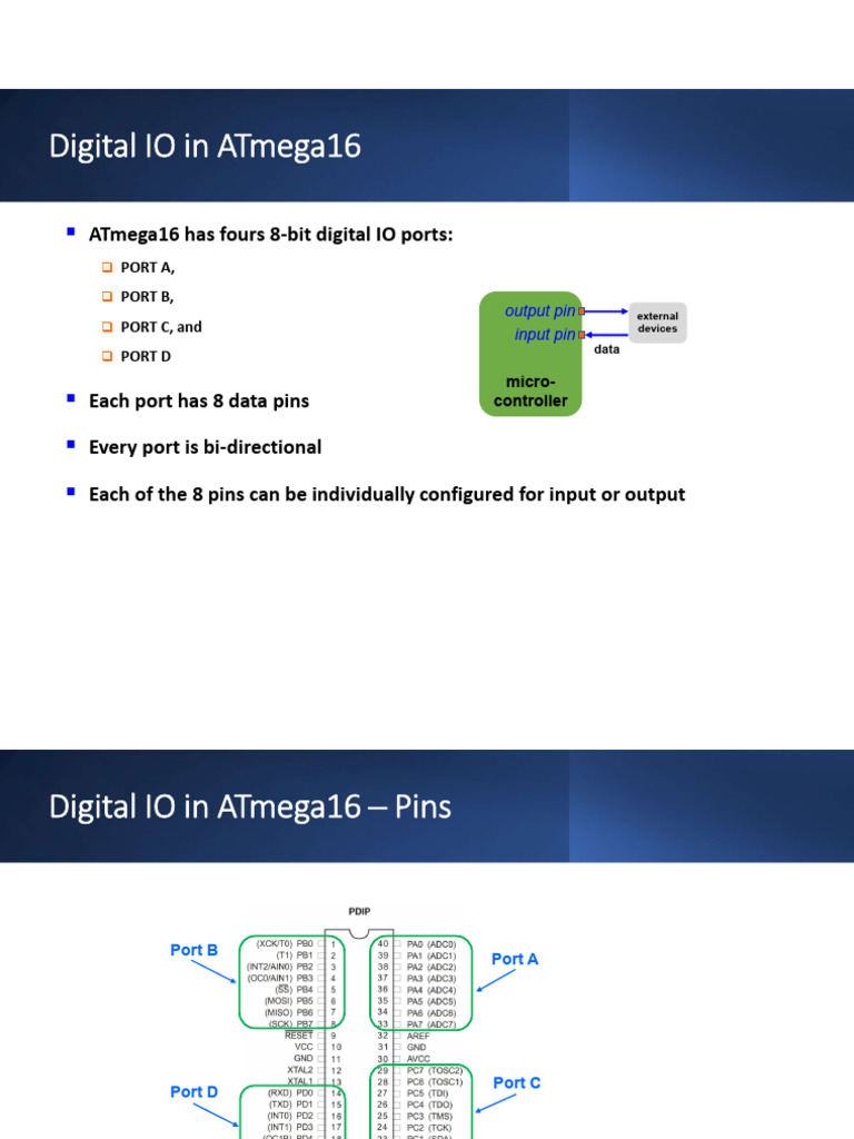Atmega16 Has Fours 8-Bit Digital Io Ports | PDF