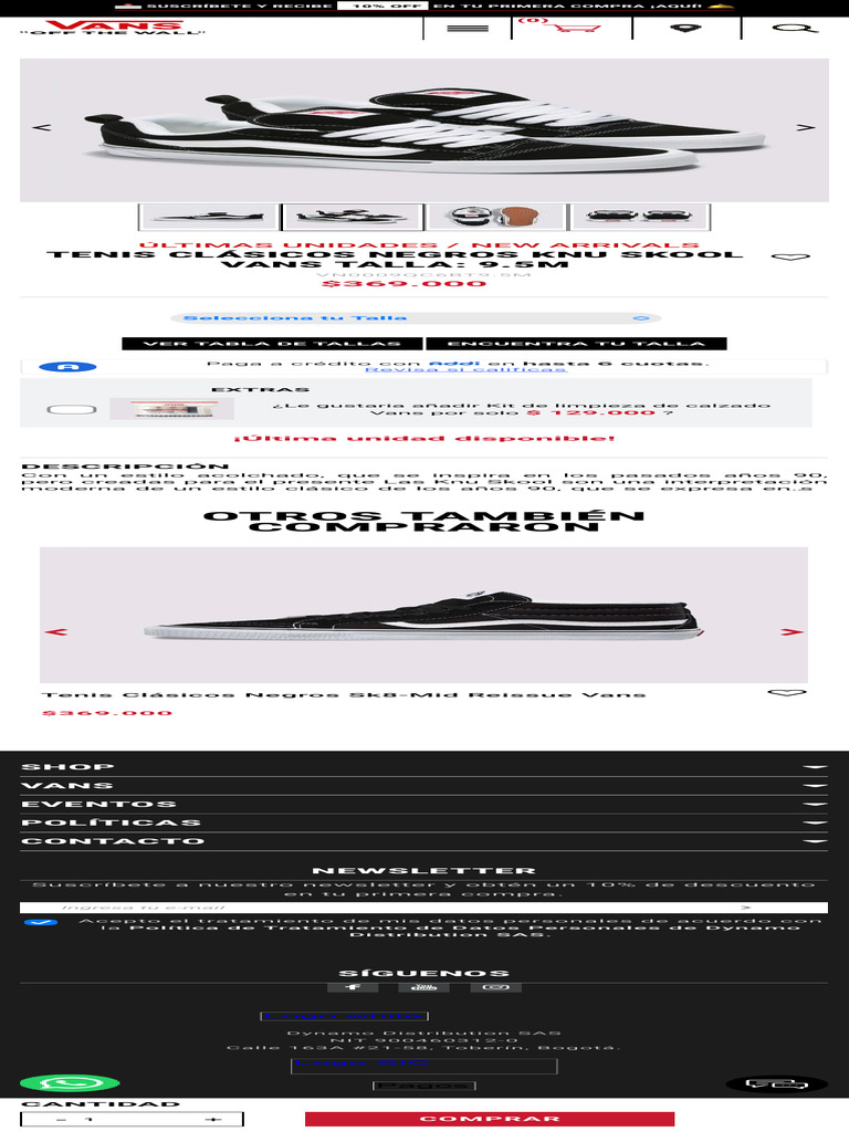 Compra Tenis Clásicos Negros Knu Skool en Vans Colombia Tienda Oficial - Vans | PDF