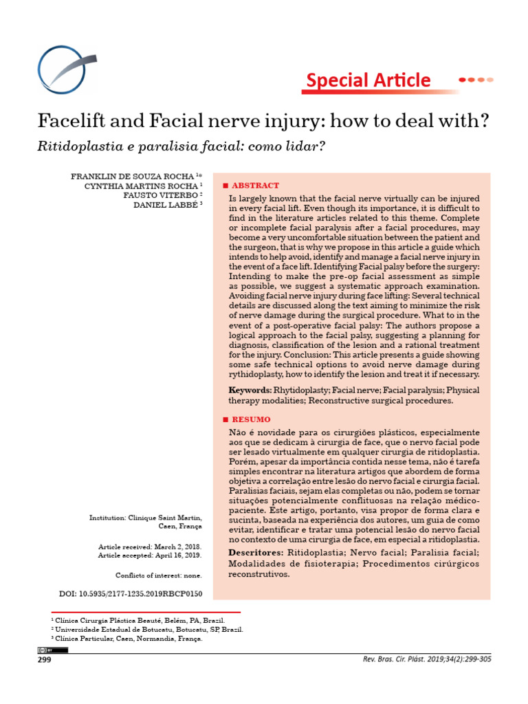 Facelift and Facial Nerve Injury How To Deal With | PDF