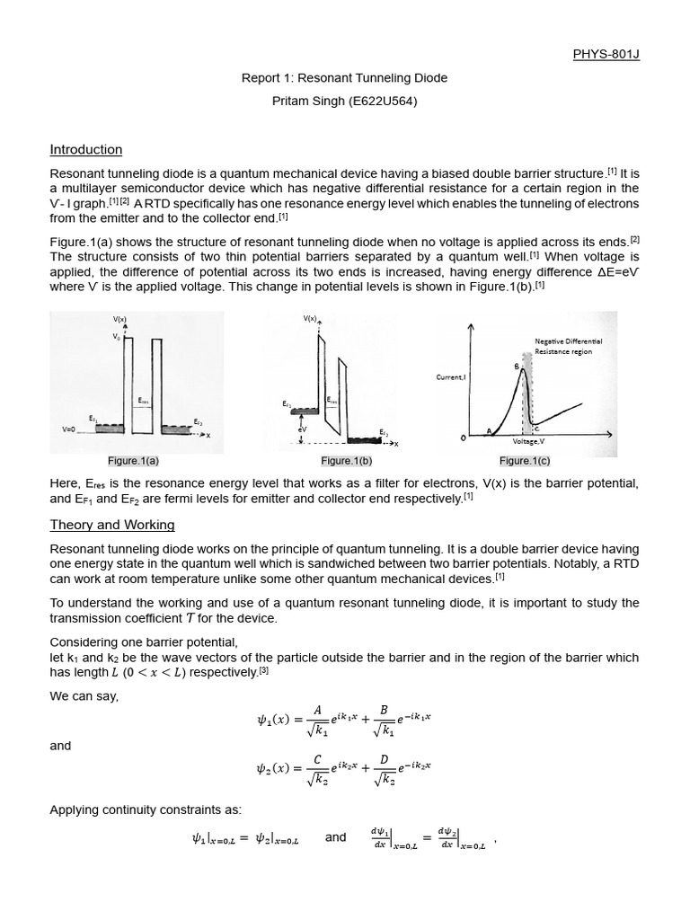 Report: Resonant Tunneling Diode | PDF