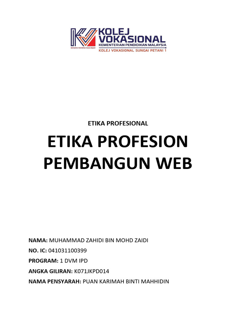 Folio Etika Profesion Pembangun Web | PDF