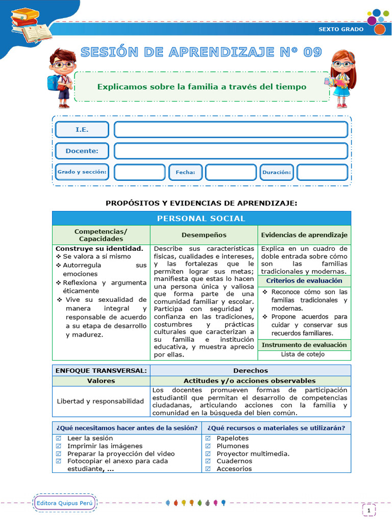 1.-6to Sesiones de Aprendizaje - Semana 2 - UD III - Editora Quipus Perú | PDF | Evaluación ...