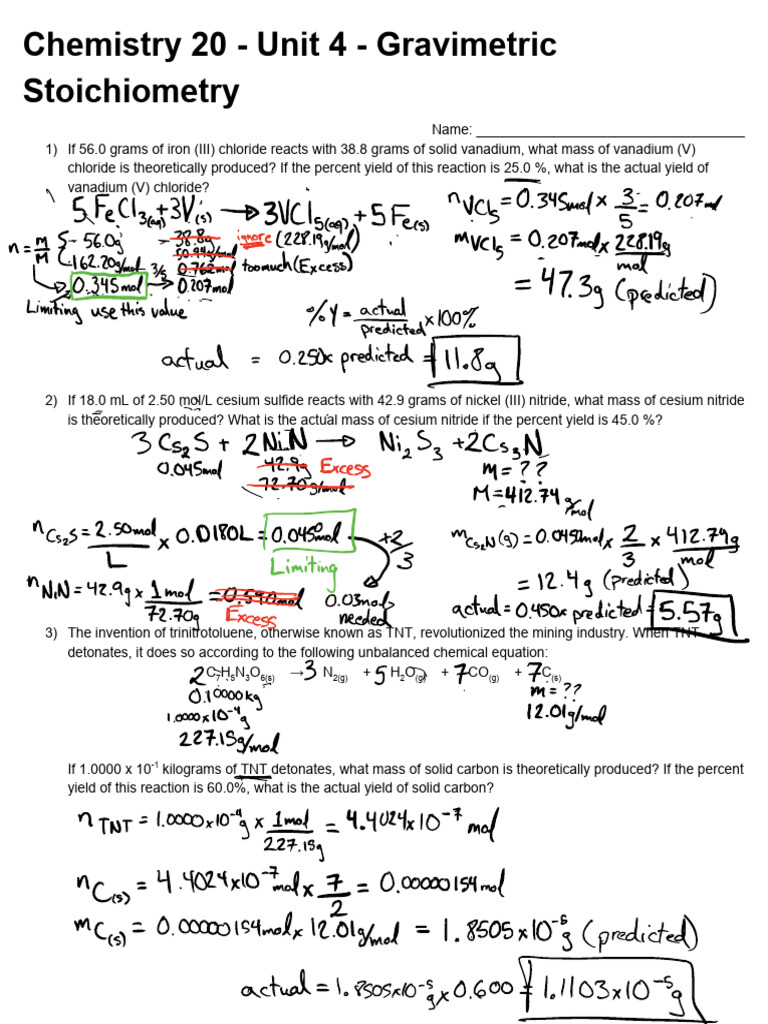 Excess Reagents and Gravimetric Stoichiometry | PDF