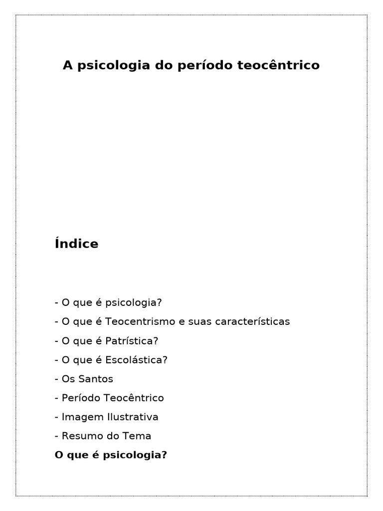 Psicologia e Teocentrismo na Idade Média | PDF | Agostinho de Hipona ...