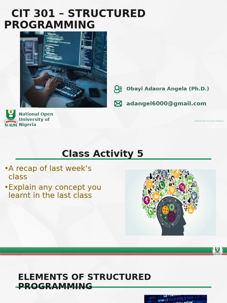 Cos 301 3rd Presentation NOUN | PDF