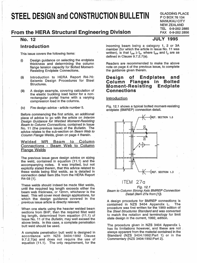 Design & Construction Bulletin 12 (MRF Bolted Beam Column Connection ...