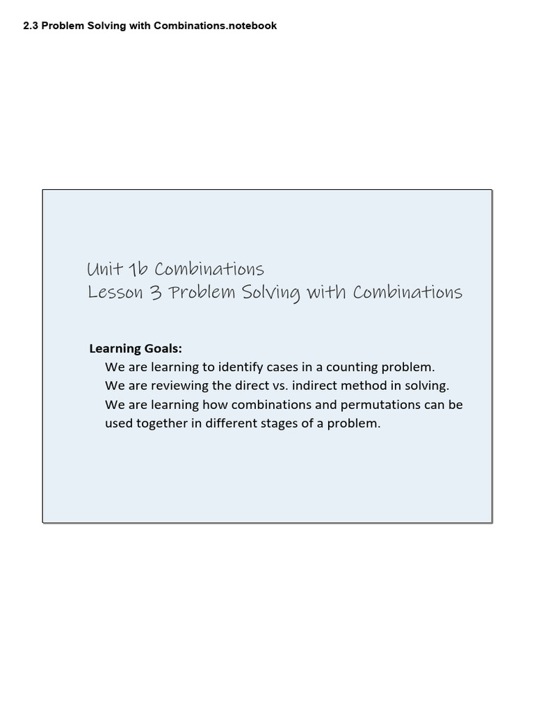 2.3 Problem Solving with Combinations | PDF