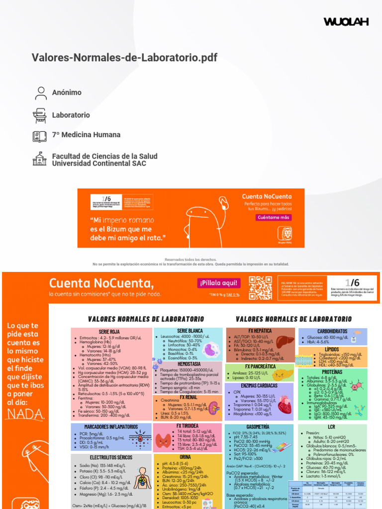 Wuolah Free Valores Normales de Laboratorio | PDF