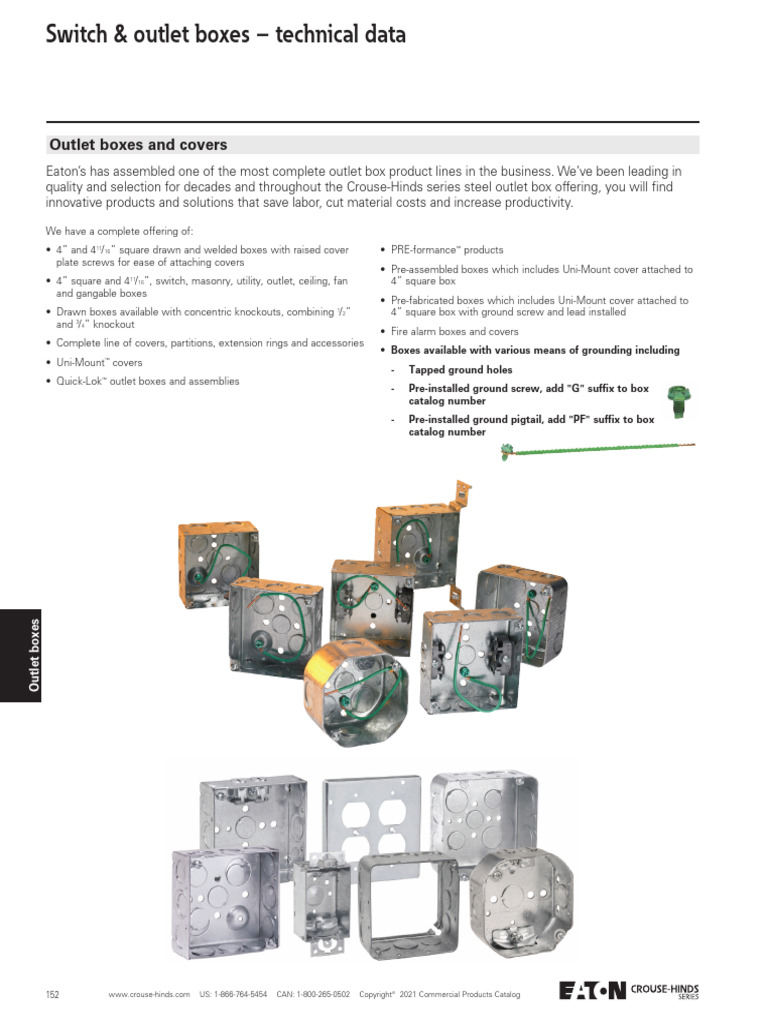 Crouse Hinds Steel Square Boxes Covers 411 Catalog Page | PDF ...