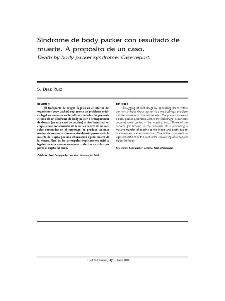 Síndrome de Body Packer Con Resultado de Muerte | PDF