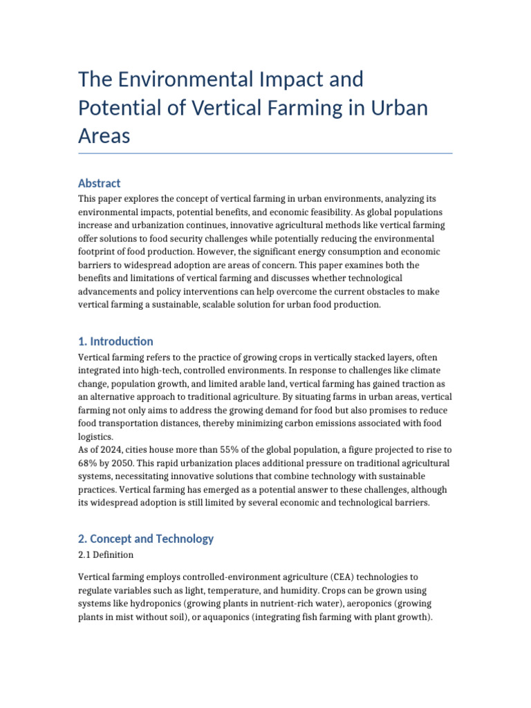 Vertical Farming Research Paper | PDF | Agriculture | Efficient Energy Use