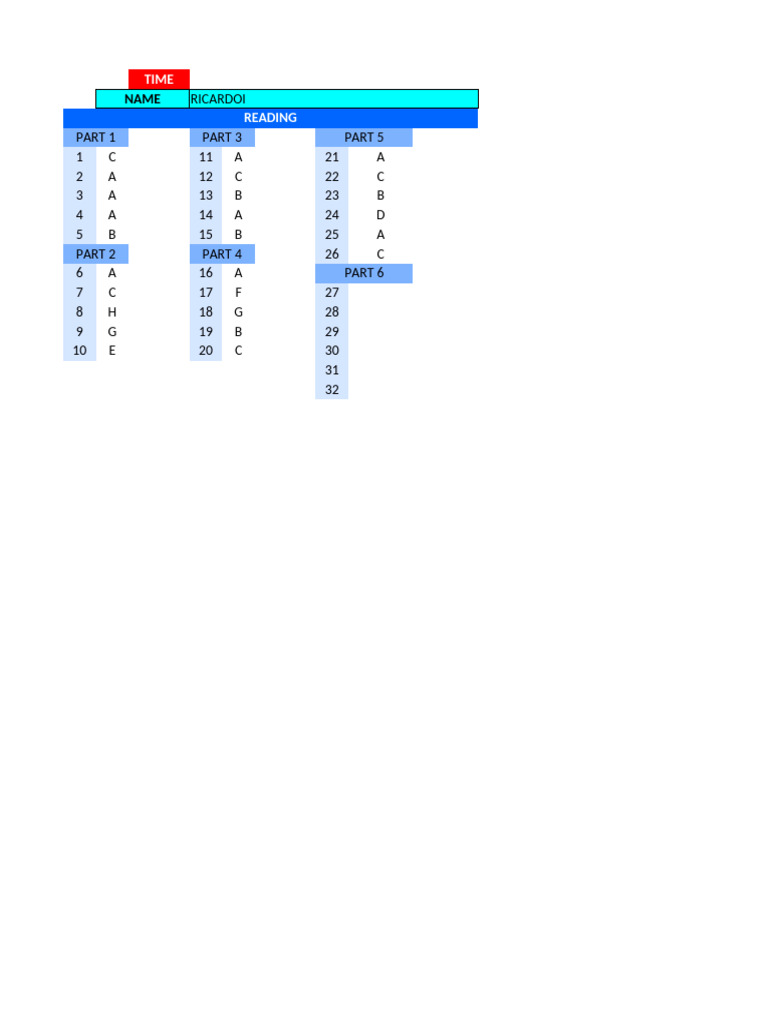 Preliminary Answer Sheet (2) R | PDF
