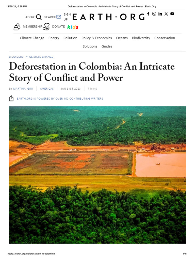 Deforestation in Colombia - An Intricate Story of Conflict and Power | PDF