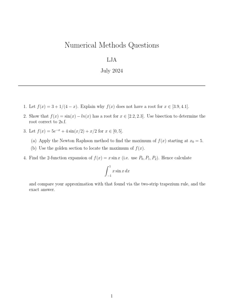 Numerical Homework | PDF