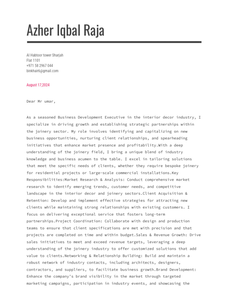 Azher Iqbal Work Profile | PDF