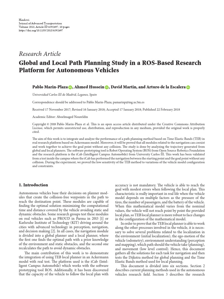 Global and Local Path Planning Study in A ROS-Base | PDF