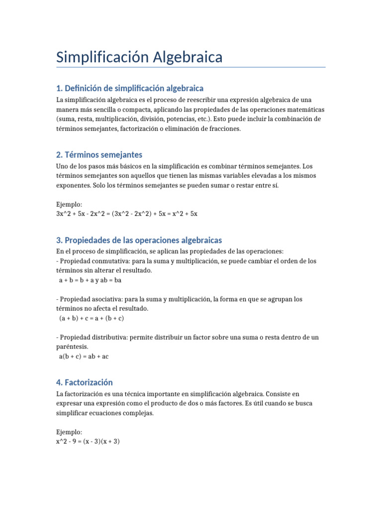 Esteban Corado Simplificacion de Expresiones Algebraicas | PDF ...