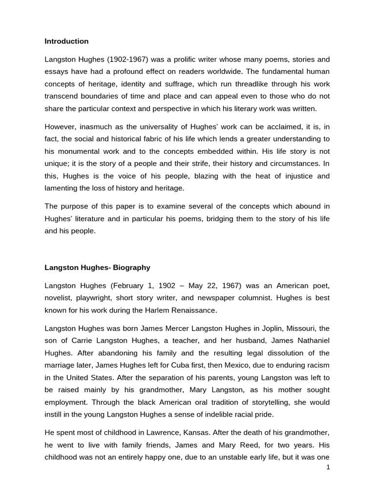 Paper On Langston Hughes | PDF | Social Science
