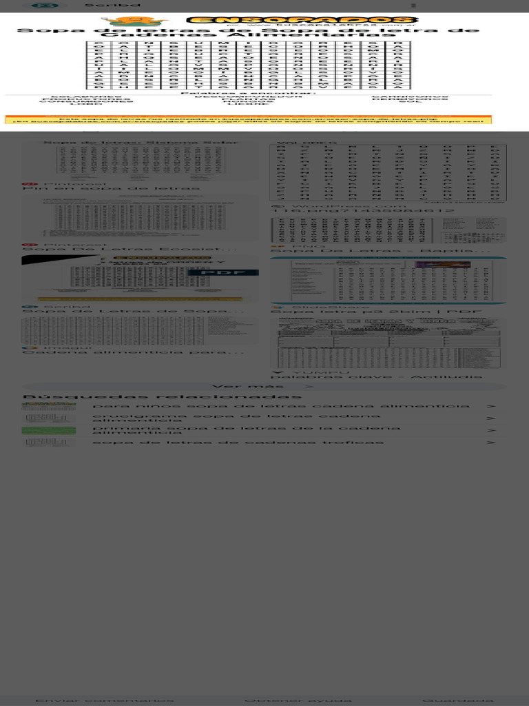 Sopa de Letras de La Cadena Alimenticia - Buscar Con Google | PDF